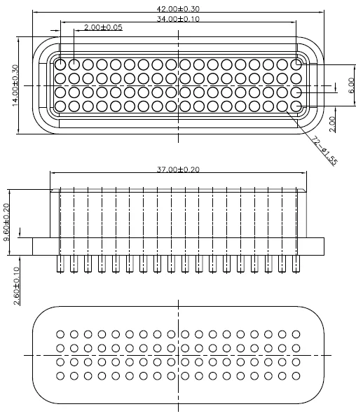 72Pin SMT Pogo Pin Spring Loaded Connector For Medical